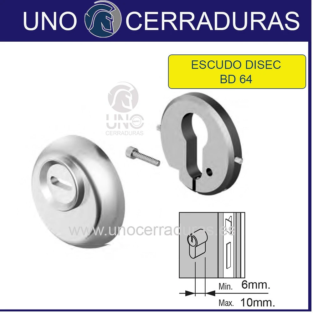 ESCUDO DISEC BD64 SOBREPUESTO SIN TORNILLOS PASANTES ORO