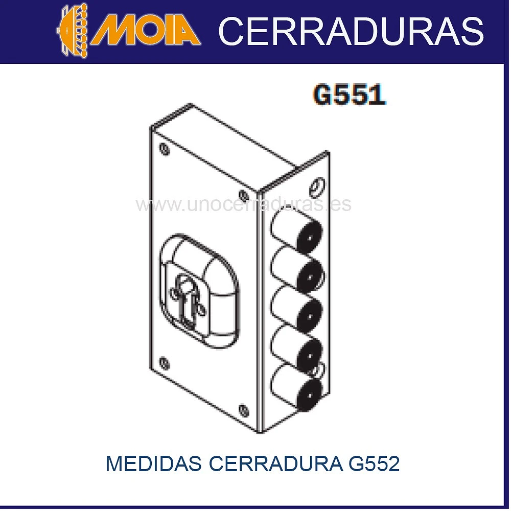 CERRADURA MOIA SUPERFICIE 5 BULONES IZQUIERDAS REF: G551