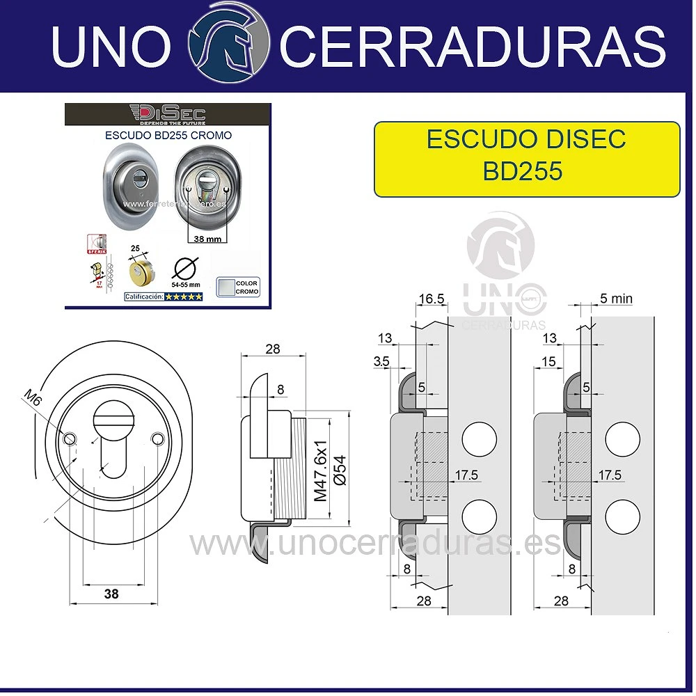 ESCUDO DISEC BD255-25 ROTOR AC.MANGANESO 26mm 38mm ORO