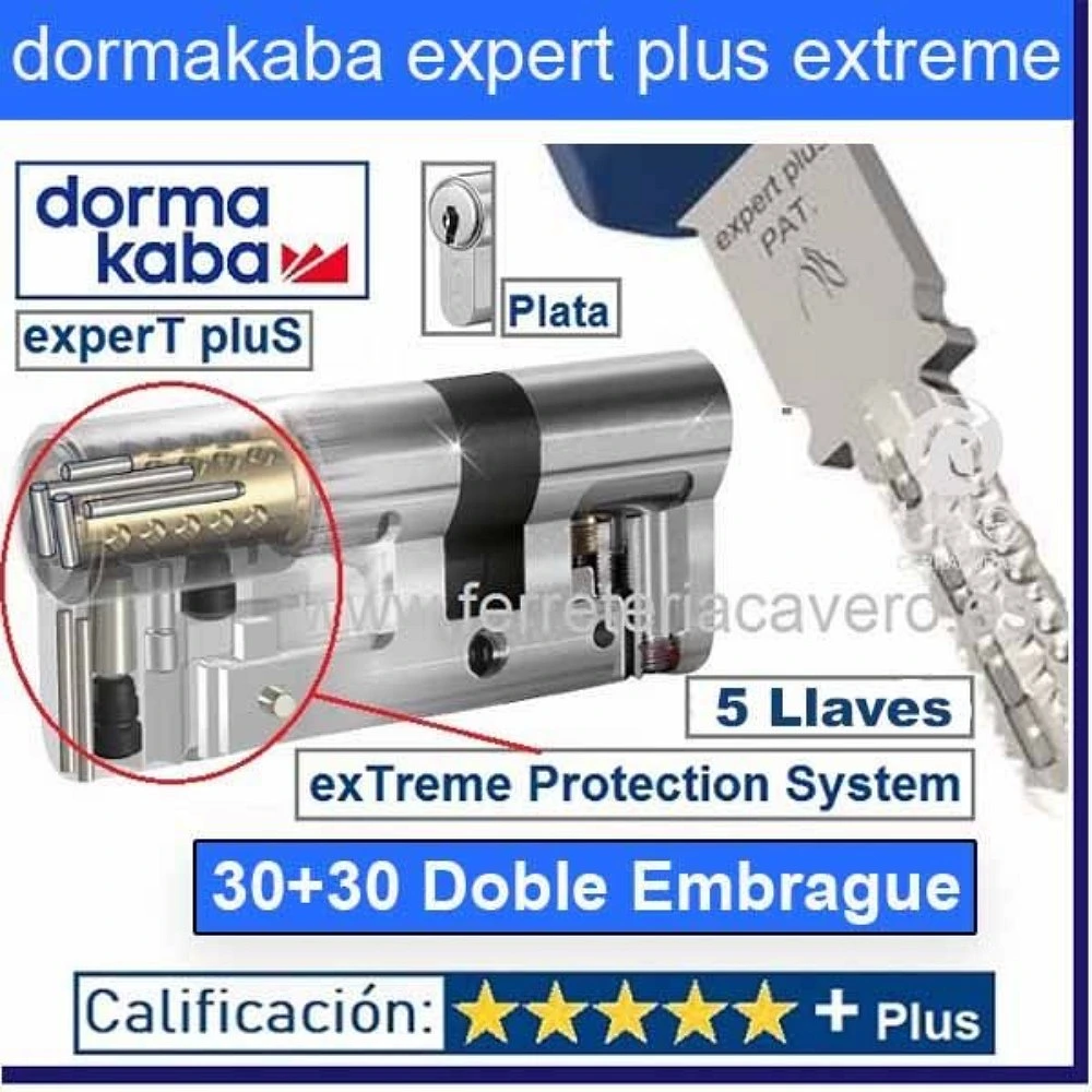 CILINDRO DORMA KABA Extreme ExperT 30+30 60mm CROMO